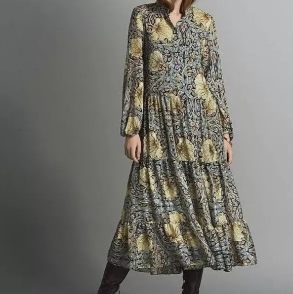 Morris & Co. X H&M | Dresses | Morris Co X Hm Floral Swiss Dot Tiered ...